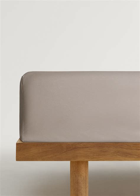 Percale Cotton Fitted Sheet 500 Thread Count With Rounded Piping Detail For 150 Cm Bed Home