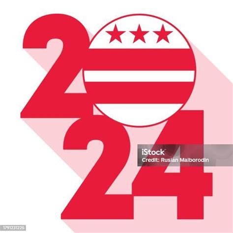 2024 컬럼비아 특별구 주 깃발이 있는 긴 그림자 배너 벡터 일러스트 레이 션입니다 0명에 대한 스톡 벡터 아트 및 기타