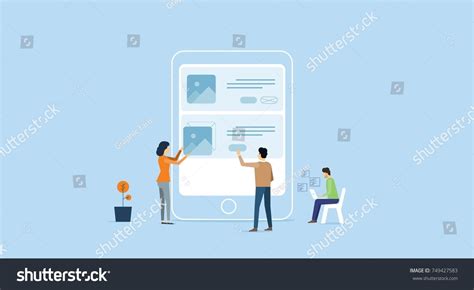 Mobile Application Developer Team Working Concept Stock Vector Royalty Free