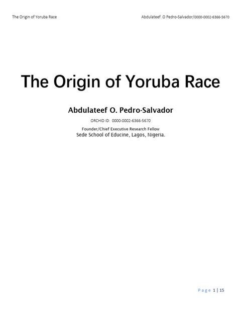 The Origin Of Yoruba Race Pdf Ape