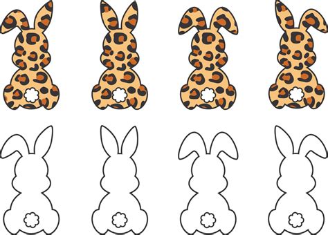 Leopard Hase SVG Büffel Plaid Hase Gliederung Hase svg Ostern Hase