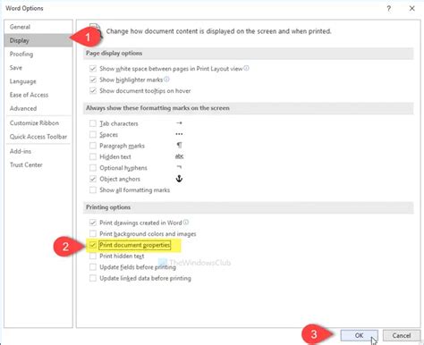 How To Print Document Properties While Printing Word Document
