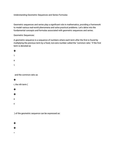 SOLUTION: Understanding geometric sequences and series formulas - Studypool