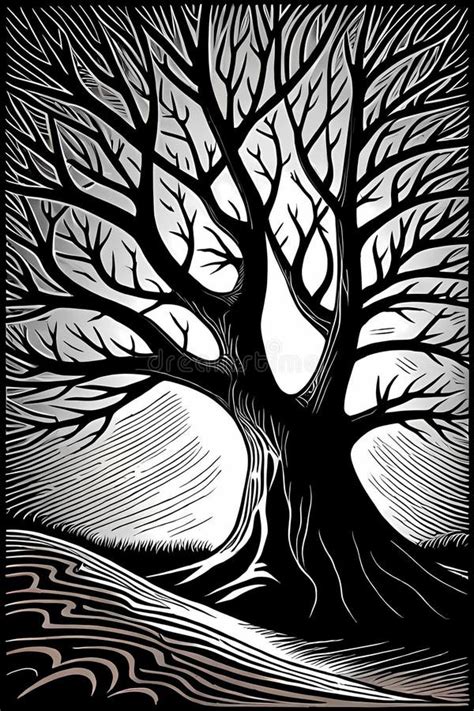 Old Tree With Bare Branches Stock Illustration Illustration Of