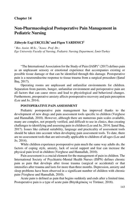 PDF Non Pharmacological Postoperative Pain Management In Pediatric Nursing
