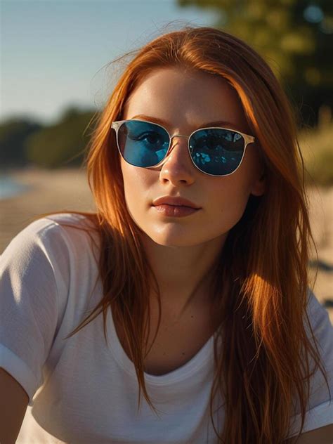 Girl With Open Hair Wearing Sunglasses And A White T Shirt Captured