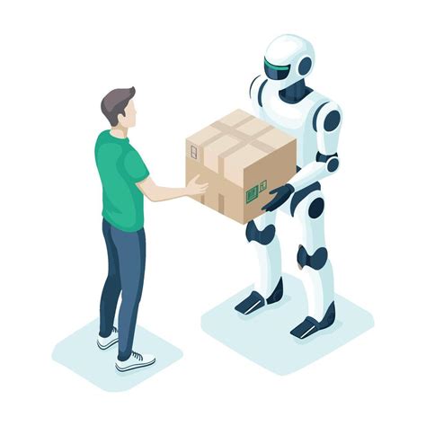 Robot Assisting Human With Package Delivery 56306639 Vector Art At Vecteezy