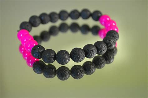 Pink Lava Bead Bracelet Handmade Bracelet Boho Bracelet Boho Chic