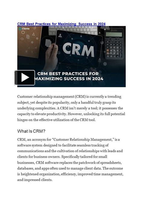 CRM Best Practices For Maximizing Success In 2024 Presentation Free
