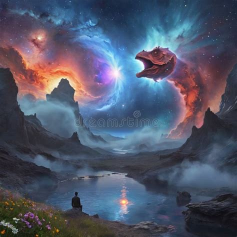 Interstellar Travel Mysterious Landscape Stock Illustration