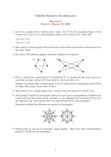 Assign 6 Lecture CS2336 Discrete Mathematics Homework 6 Exam 3