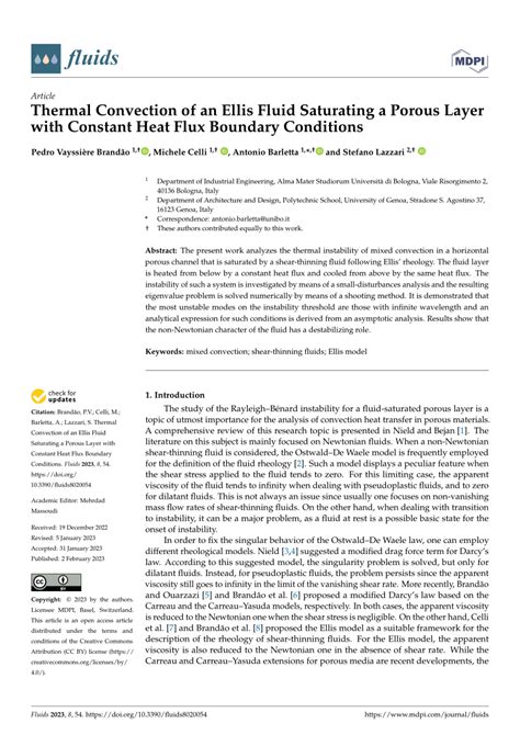 Pdf Thermal Convection Of An Ellis Fluid Saturating A Porous Layer With Constant Heat Flux