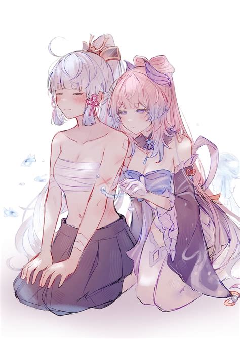 Kamisato Ayaka And Sangonomiya Kokomi Genshin Impact Drawn By Kvlen