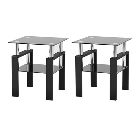 Modern Tempered Glass Coffee Table Set 3 Piece Living Room Table Set
