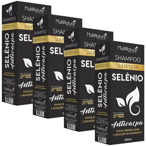Kit 4 Shampoo Sulfeto Selênio Anticaspa 200ml MultiNature Shampoo Magazine Luiza