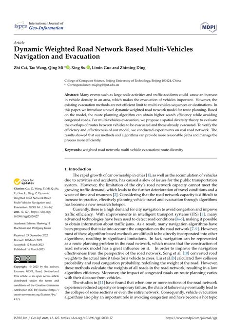 Pdf Dynamic Weighted Road Network Based Multi Vehicles Navigation And Evacuation