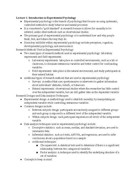 Psyc 203c Experimental Psychology Notes Lecture 1 Introduction To Experimental Psychology