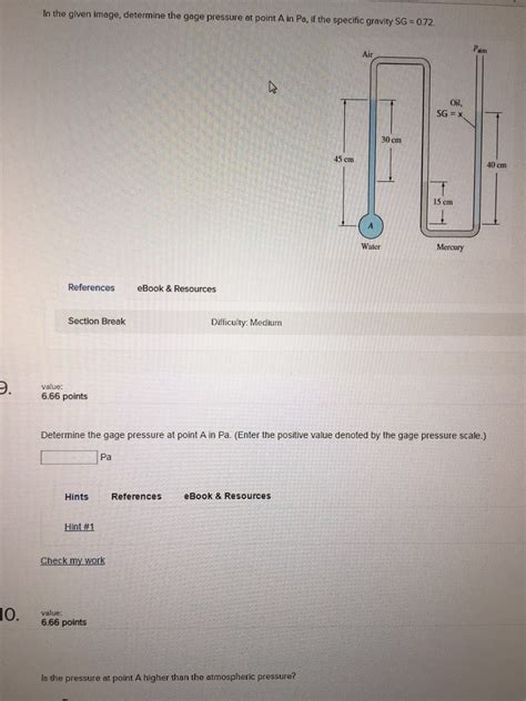 Solved In The Given Image Determine The Gage Pressure At Chegg