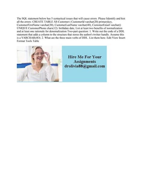 The Sql Statement Below Has 5 Syntactical Issues That Will Cause Errordocx