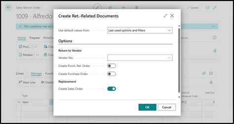 Process Sales Return Orders