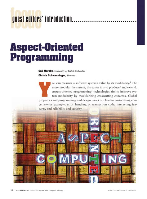 Pdf Guest Editors Introduction Aspect Oriented Programming