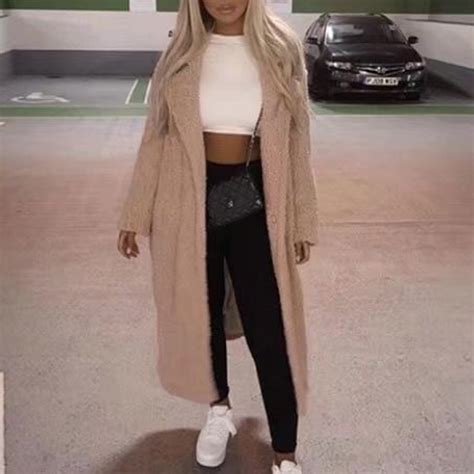 Women Faux Teddy Coat Women Autumn Winter Casual Plus Size Long Jacket