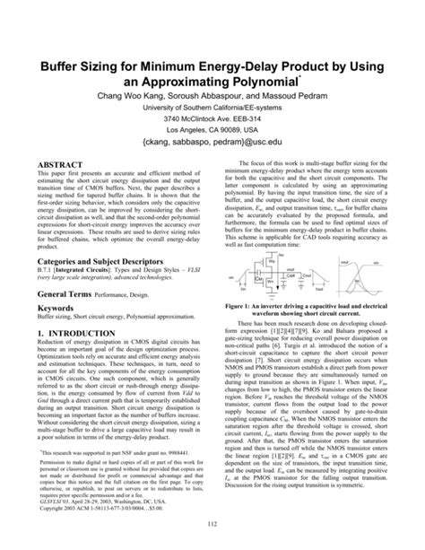 Buffer Sizing For Minimum Energy
