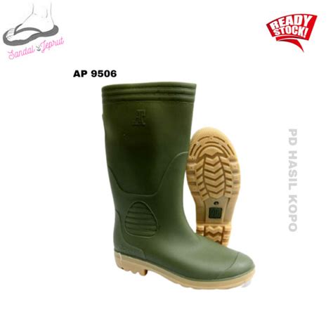 Jual Ap Boots 9506 Sepatu Boot Kerja Karet Hijau Tua Tinggi Panjang