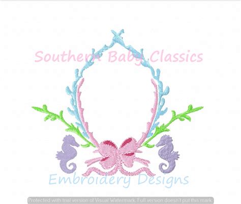 Vine Crest Ribbon Bow Monogram Frame Machine Embroidery Design Greenery