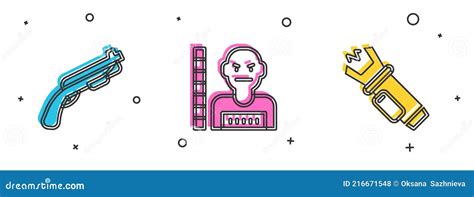 Het Pictogram Van Een Verdachte Crimineel En Elektrisch Schokkende
