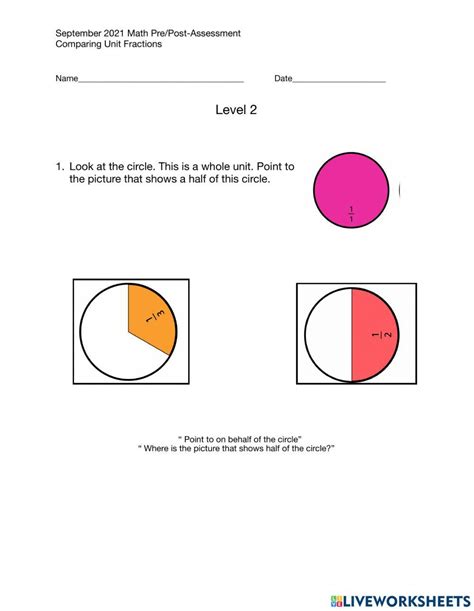 1114632 Comparing Unit Fractions Assessment Level 2