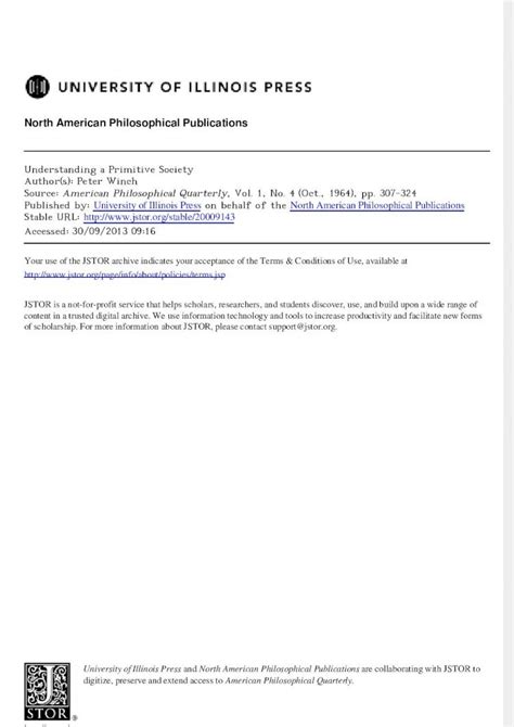 Pdf Peter Winch Understanding Primitive Society Dokumen Tips