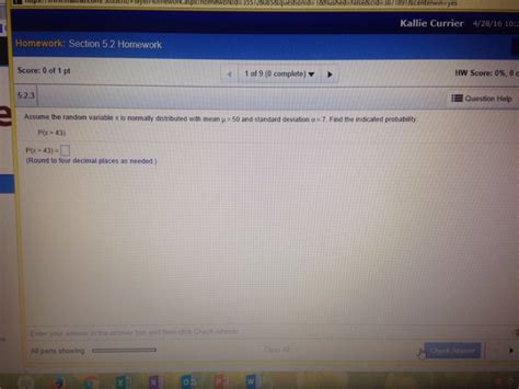 Solved Assume The Random Variable X Is Normally Distributed