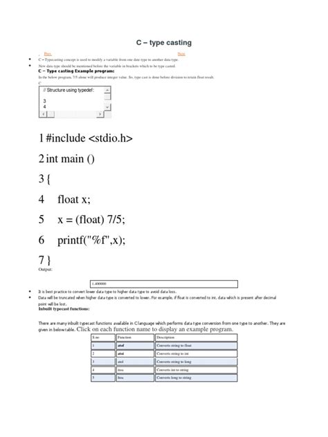 C Type Cast Pdf C Programming Language Software Engineering