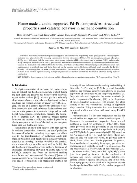 Pdf Flame Made Alumina Supported Pdpt Nanoparticles Structural Properties And Catalytic