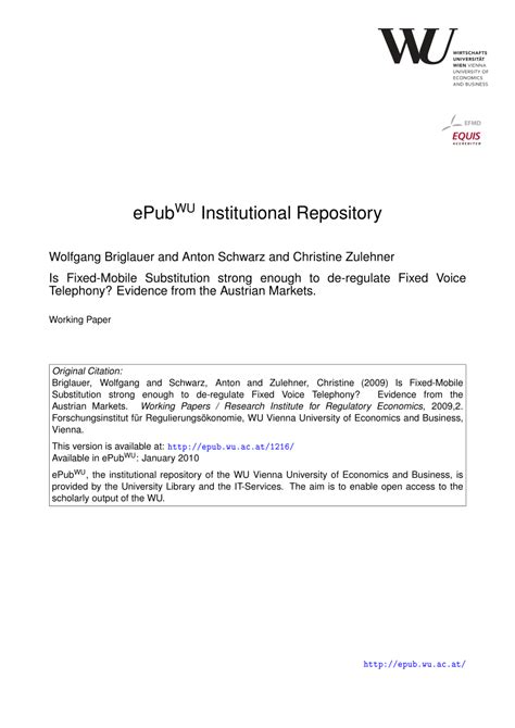 Pdf Is Fixed Mobile Substitution Strong Enough To De Regulate Fixed