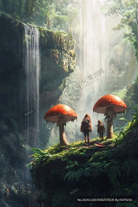Ai创作图超现实的蘑菇 创意蘑菇图 蘑菇传说 奇幻森林插画 森系场景童话森林 蘑菇神话 童话森林主题场景 森系新风格场景 蘑菇拟人形象设计