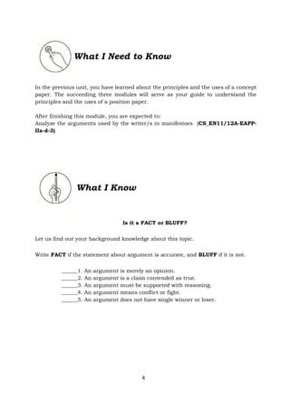 EAPP Quarter 2 Module 1 Arguments In Manifestoes Pdf