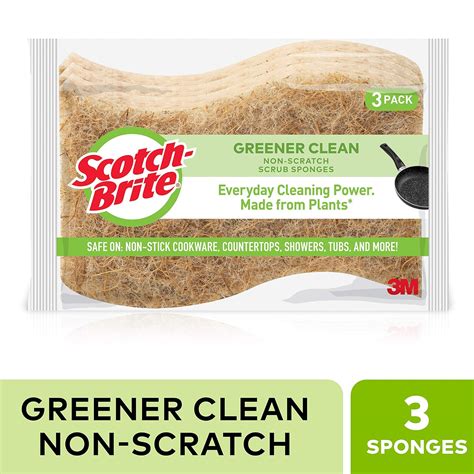 Scotch Brite Greener Clean Natural Fiber Non Scratch Scrub Sponge Count EBay