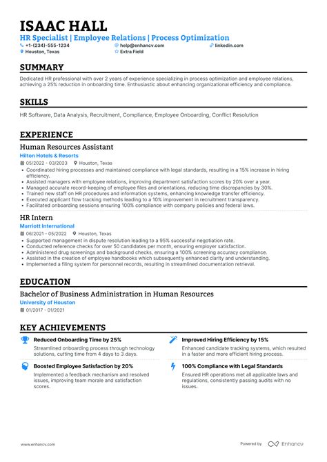Hr Generalist Sample Resume