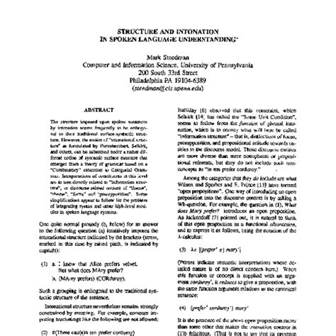 Structure And Intonation In Spoken Language Understanding Acl Anthology