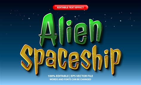 Premium Vector Alien Spaceship Cartoon Text Effect