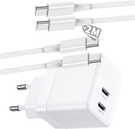 Gecertificeerde Snellader Met 2 USB C Poorten 2x 2 Meter USB C Naar USB C Bol