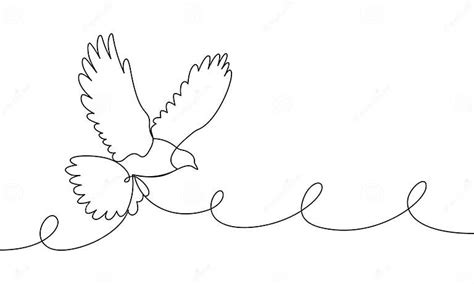 Banner Continuous Line Dove Bird Flying Peace Symbol Linear Minimal