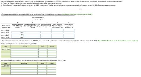 Solved 1 Prepare An Effective Interest Amortization Table