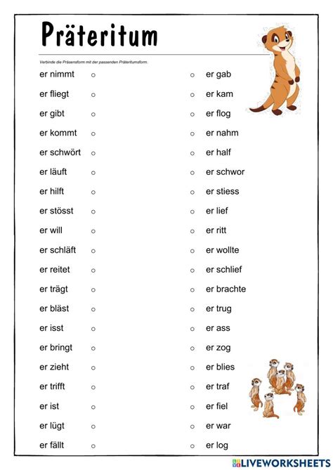 Präsens und Präteritum worksheet