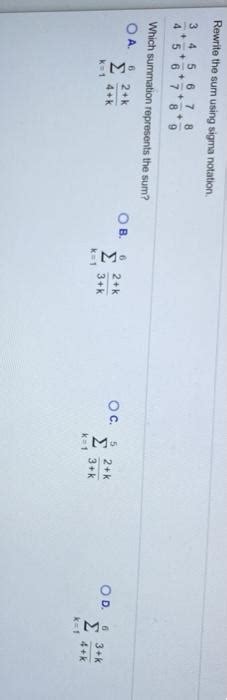 Solved Rewrite The Sum Using Sigma Notation 3 4 5 6 7 8 4 5