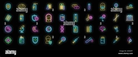 Immune System Icons Set Outline Vector Human Weak Medical Booster