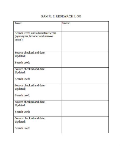 Research Log Template